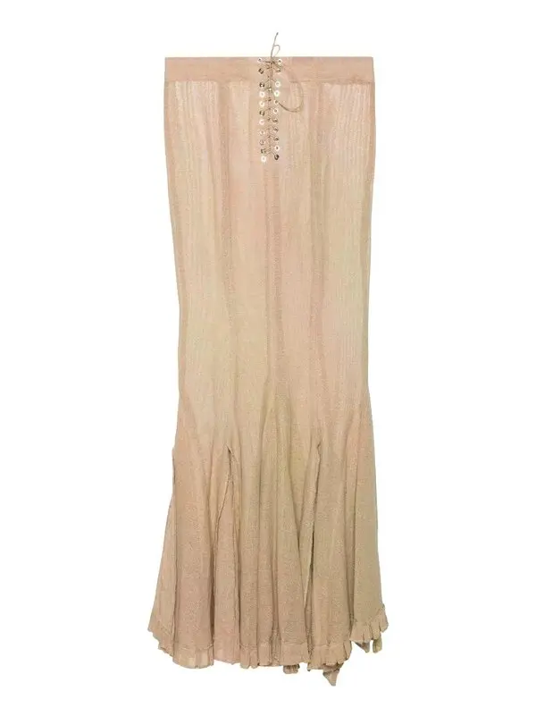 LUDOVIC DE SAINT SERNIN Mermaid Fishnet Maxi Skirt - Neutrals