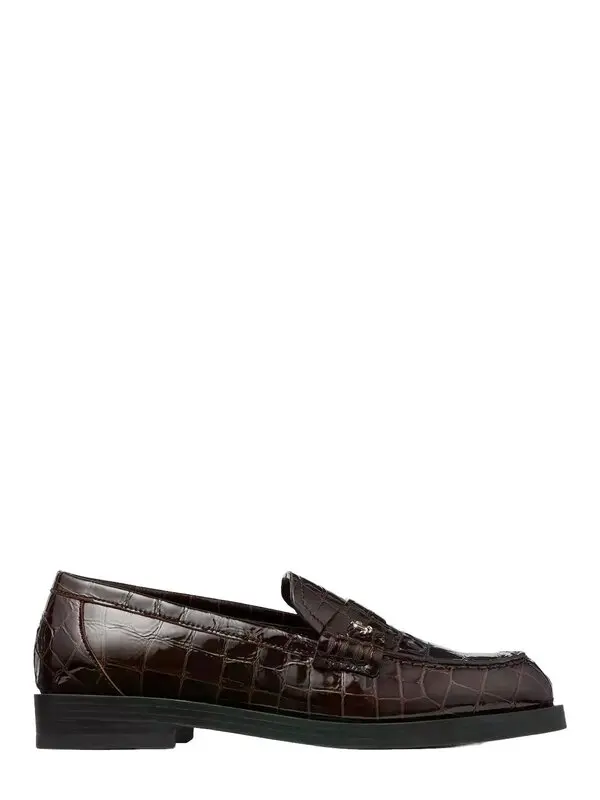 JIMMY CHOO Ivy Crocodile-embossed Loafers - Brown