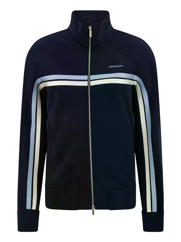 FERRAGAMO Stripe Zip Sports Jacket - Blue