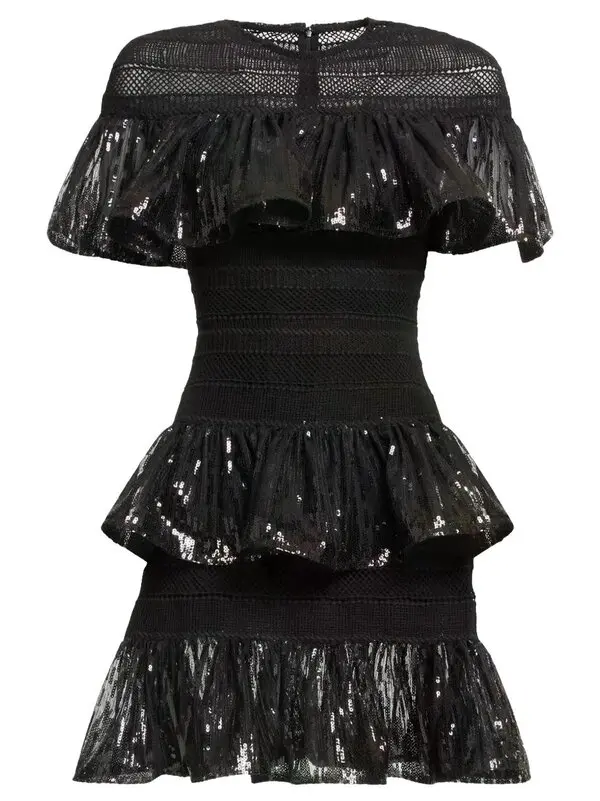 Elie Saab Ruffled Mini Dress - Black