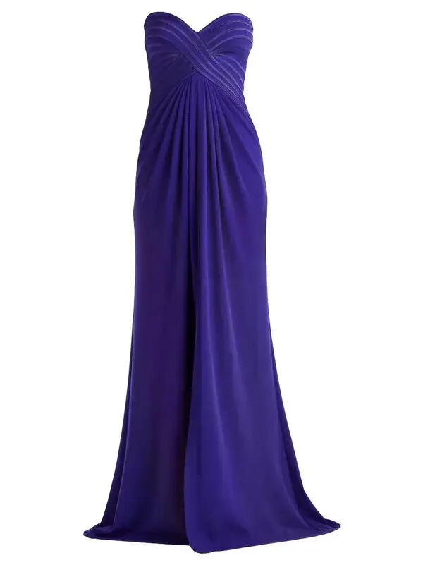 Tadashi Shoji Strapless Pleated Maxi Dress - Purple