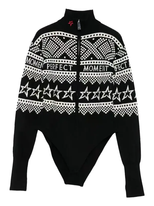 Perfect Moment Intarsia Bodysuit - Black