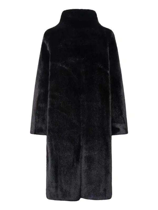 UNREAL FUR Funnel-neck Coat - Black