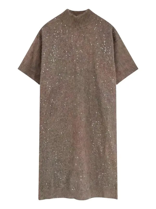 Brunello Cucinelli Sequin-embellished Dress - Brown