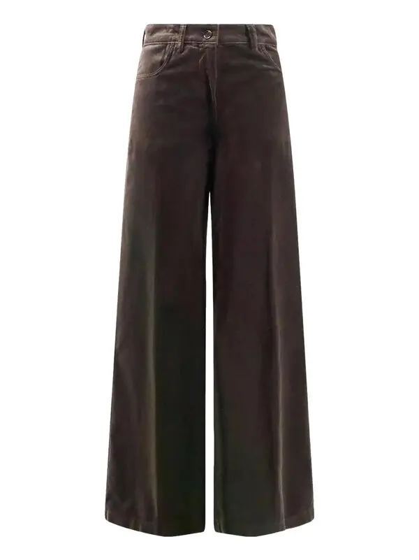 Aspesi High-waisted Flared Velvet Trousers - Brown