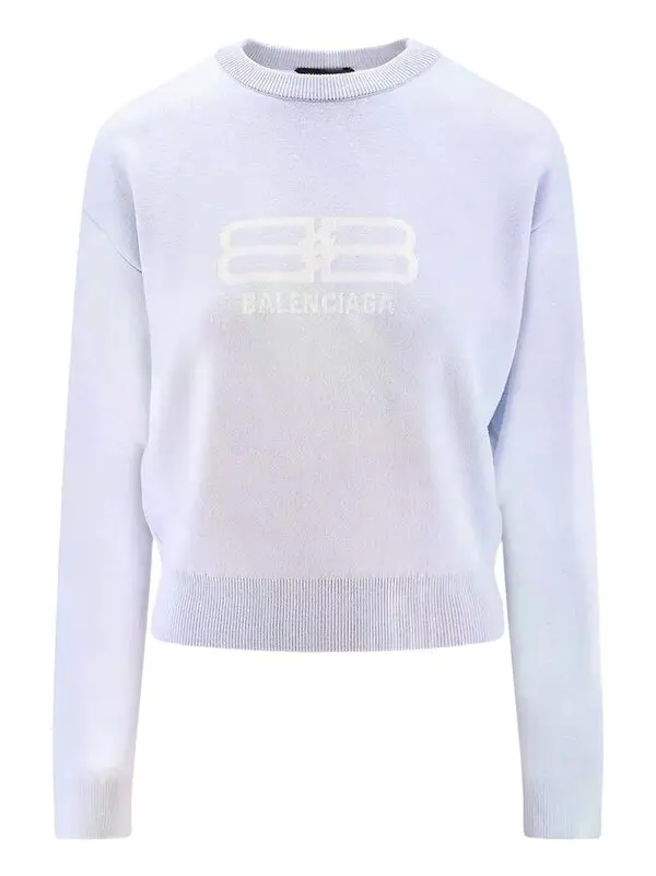 Balenciaga Logo-detail Crew-neck Sweater - Blue