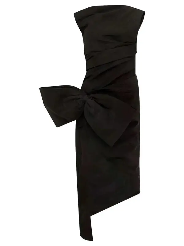 David Koma Bow-accented Ruched Asymmetric Dress - Black