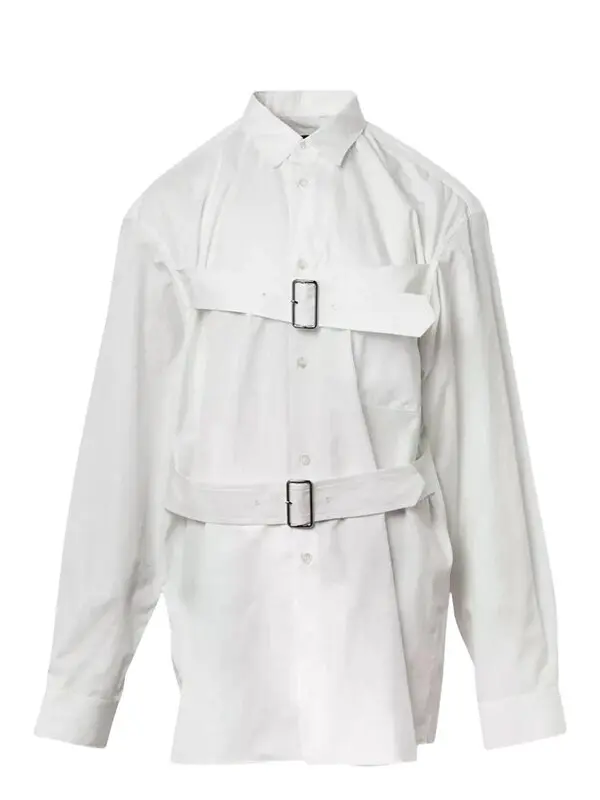 BLACK COMME DES GARÇONS Long-sleeve Buckled Cotton Shirt - White