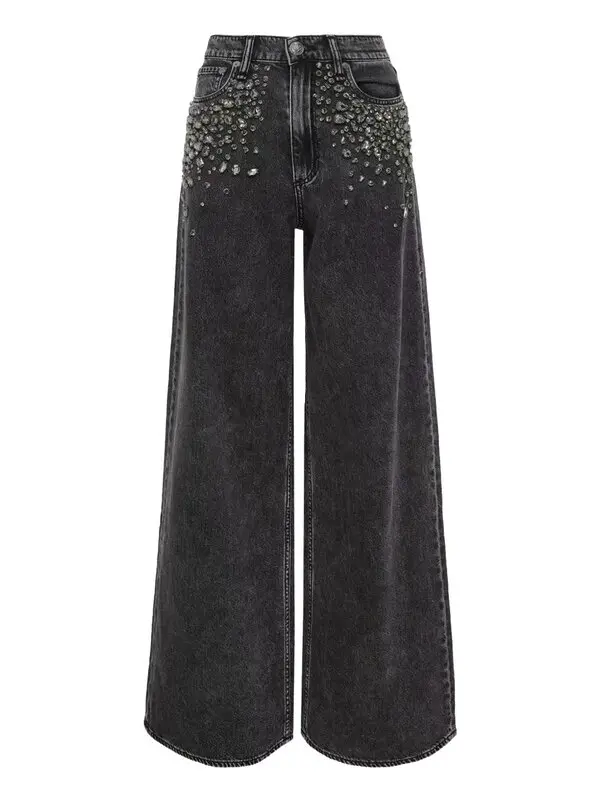 Rag & Bone Sofie Jeans With Rhinestone Embellishments - Grey