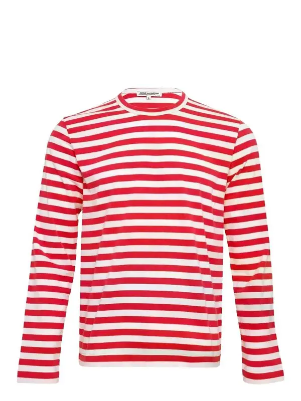 Comme Des Garçons Stripe Long Sleeve T-shirt - Red