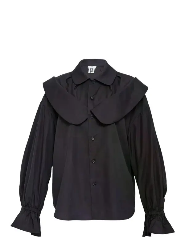 Noir Kei Ninomiya Ruffled Broad Cotton Top - Black