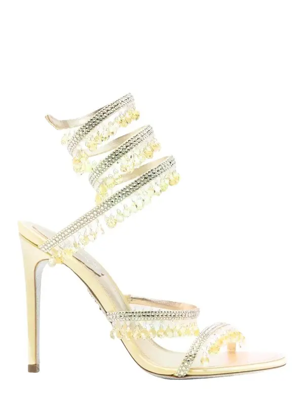 Rene Caovilla 105mm Chandelier Strass Heeled Sandals - Yellow