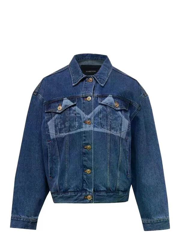 PUSHBUTTON Bra Print Denim Jacket - Blue
