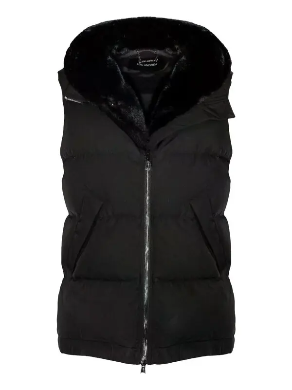 LOU ANDREA Hooded Sleeveless Gilet - Black