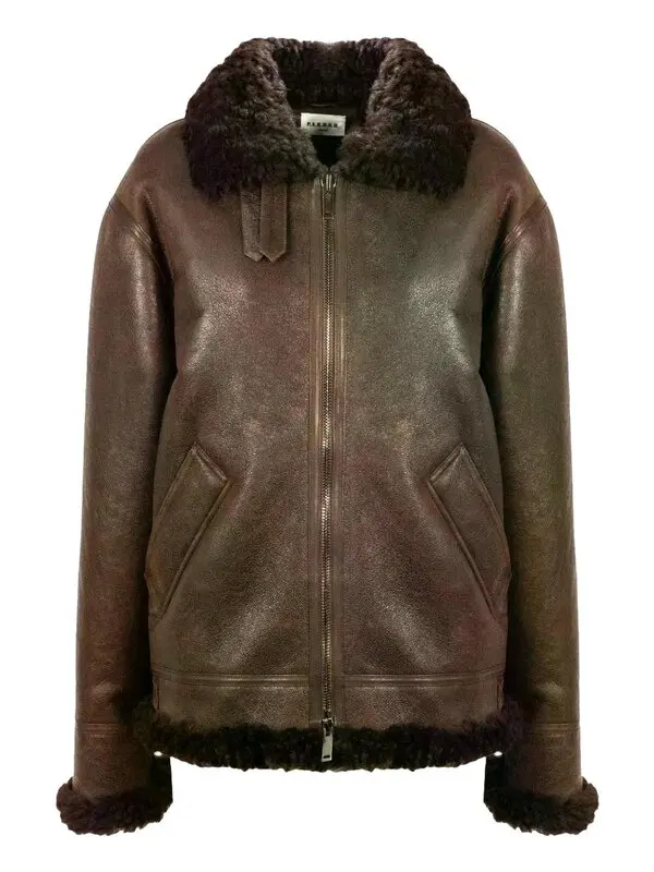 P.a.r.o.s.h Shearling-collar Zip Jacket - Brown