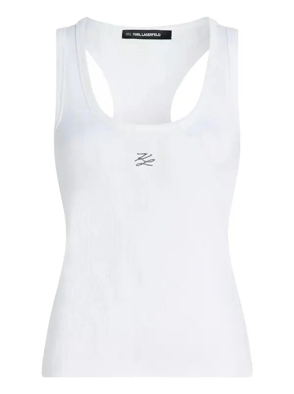 Karl Lagerfeld Autograph Ribbed Tank Top - White