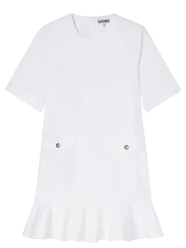 GANNI Ruffled Pocket Dress - White