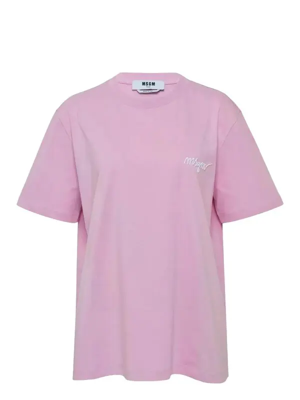 MSGM Logo-embroidered T-shirt - Pink