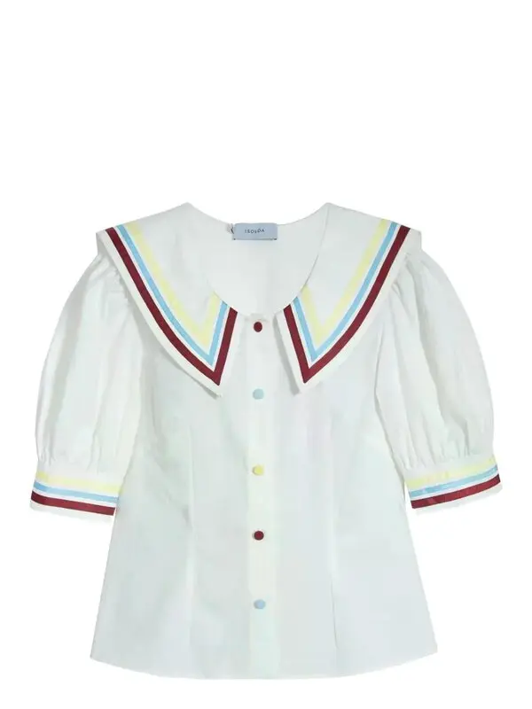 Isolda Marítima Striped-collar Buttoned Blouse - White