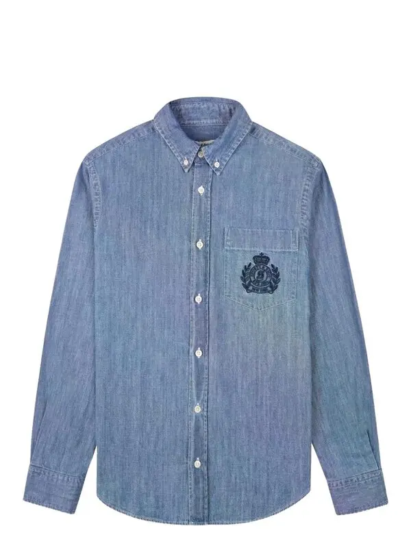 SPORTY & RICH Embroidered Pocket Shirt - Blue