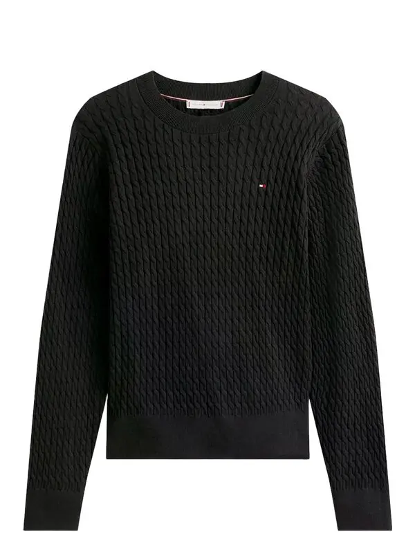 Tommy Hilfiger Cable-knit Crew-neck Sweater - Black