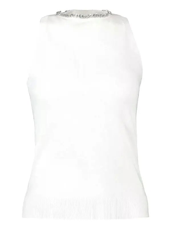 Minnie Rose Jewel-neck Tank Top - White