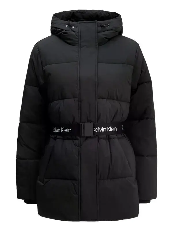 Calvin Klein Hooded Belted Coat - Black