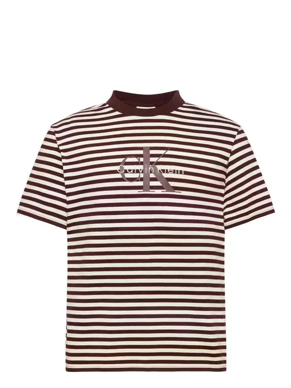Calvin Klein Logo-print Striped T-shirt - Brown
