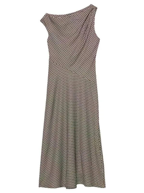 Calvin Klein One-shoulder Patterned Midi Dress - Neutrals