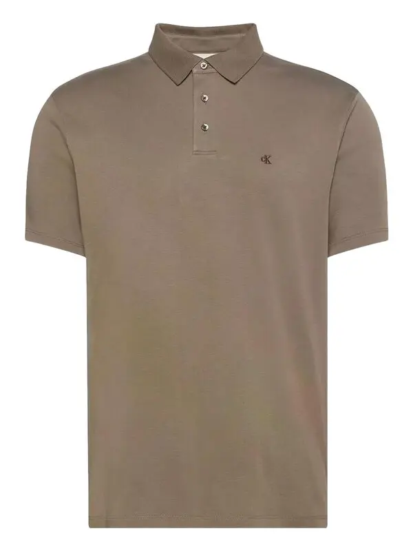 Calvin Klein Buttoned-logo Polo Shirt - Brown