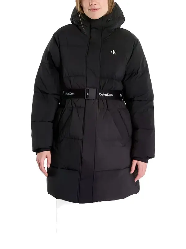 Calvin Klein Belted Hooded Coat - Black