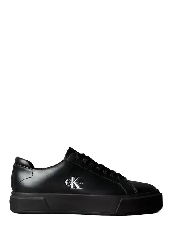 Calvin Klein Leather Logo Sneakers - Black