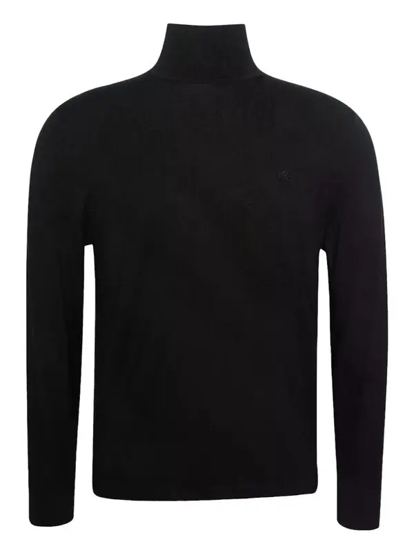Calvin Klein Logo-embroidered Roll-neck Top - Black