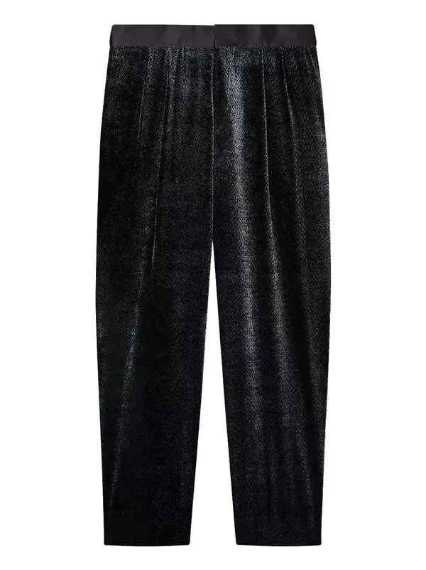 Giorgio Armani Pleated High-shine Trousers - Black
