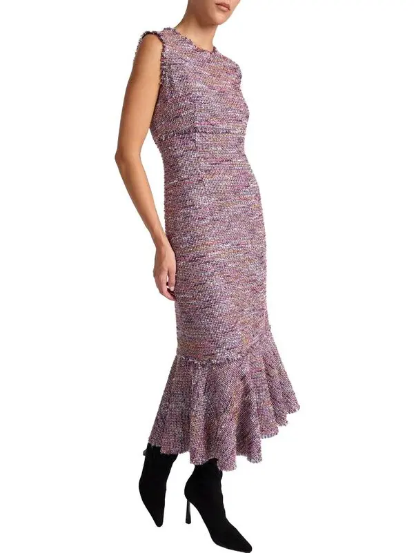 Santorelli Andi Sleeveless Tweed Midi Sheath Dress - Dusty Lilac
