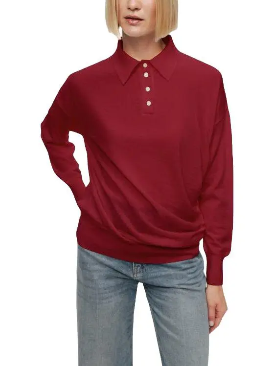 NOCTURNE Relaxed Polo Knit Sweater - Burgundy