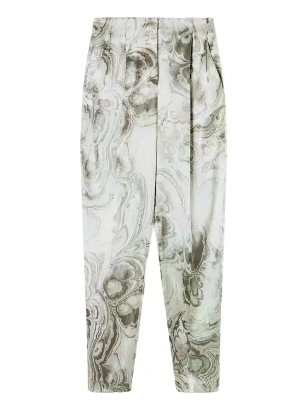 Giorgio Armani Pleat-detail Tie-dye Trousers - Neutrals
