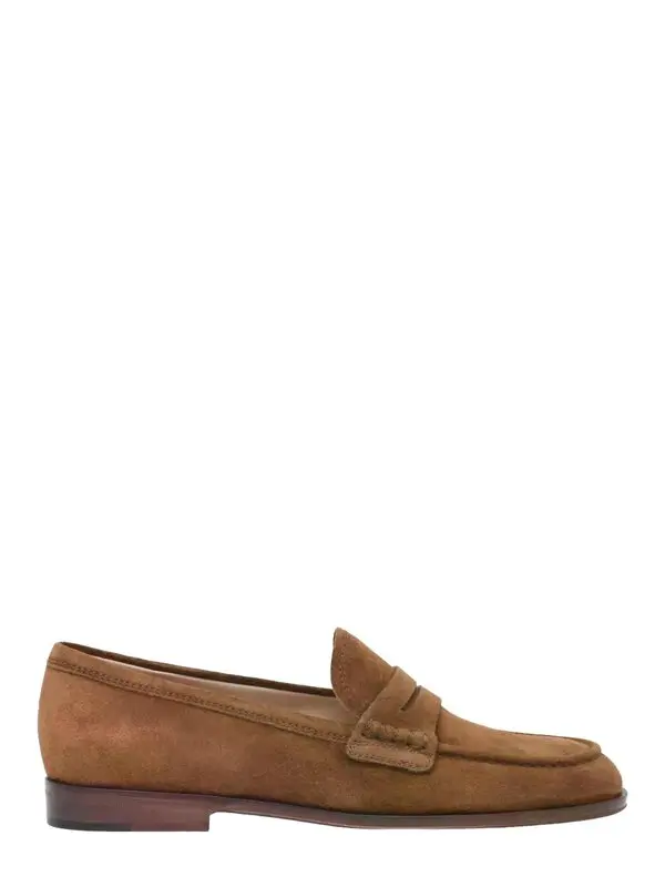 GIANVITO ROSSI 20mm Georgie Penny-strap Suede Loafers - Brown