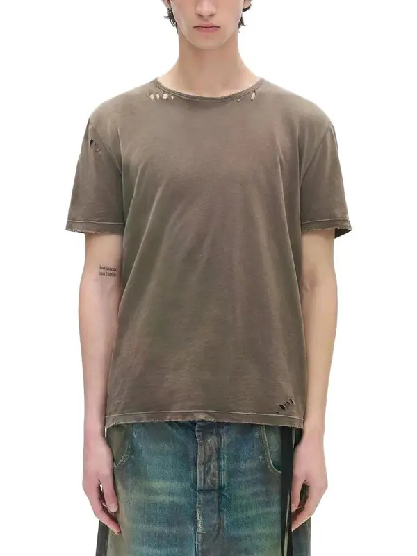 ANN DEMEULEMEESTER Baptist Distressed T-shirt - Brown