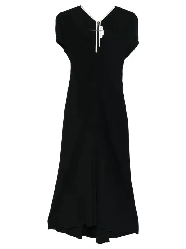 Victoria Beckham Edith V-neck Midi Dress - Black