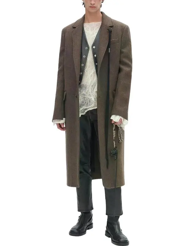 ANN DEMEULEMEESTER Melton Wool Coat - Brown