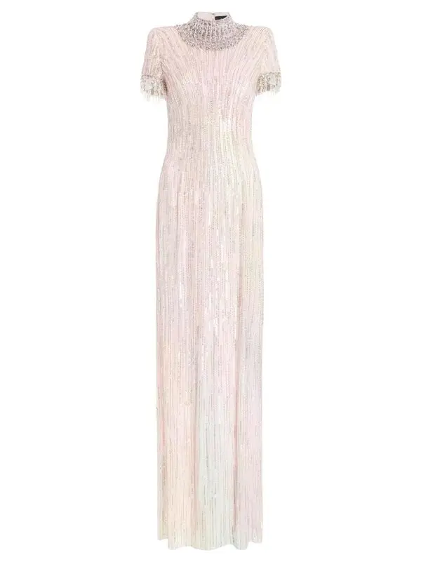 Jenny Packham Madeleine Beaded Maxi Dress - Pink