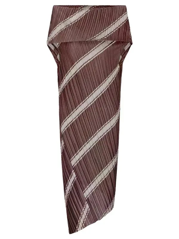 Giorgio Armani Striped Pleated Midi Dress - Brown