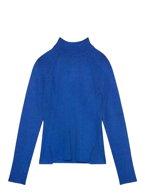 Calvin Klein Ribbed Knit Turtleneck Sweater - Blue