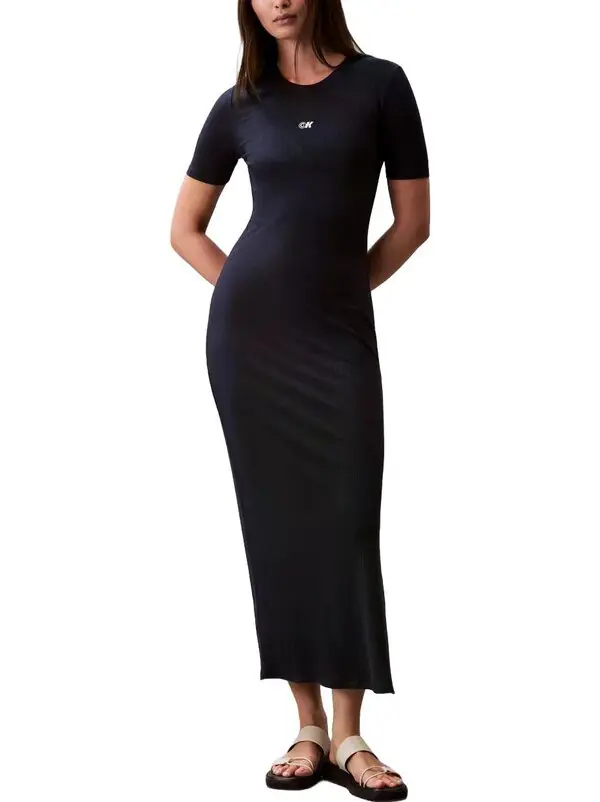 Calvin Klein Ribbed Knit Midi Dress - Blue