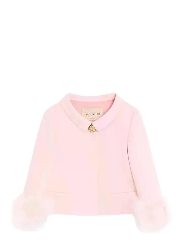 Valentino Garavani Button-embellished Feather-trim Jacket - Pink