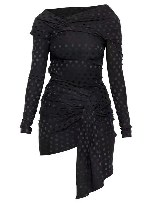 Isabel Marant Draped Polka-dot Mini Dress - Black