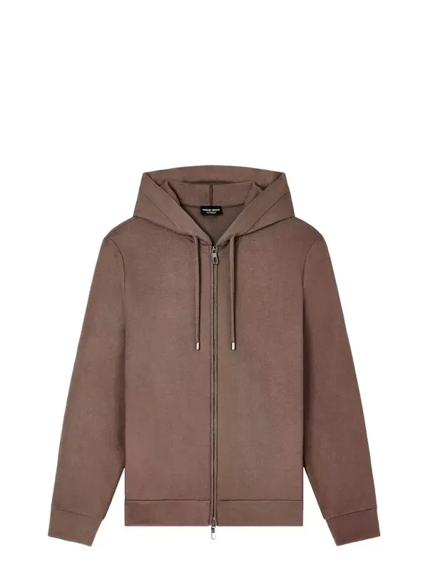 Giorgio Armani Zip-up Drawstring Hoodie - Brown
