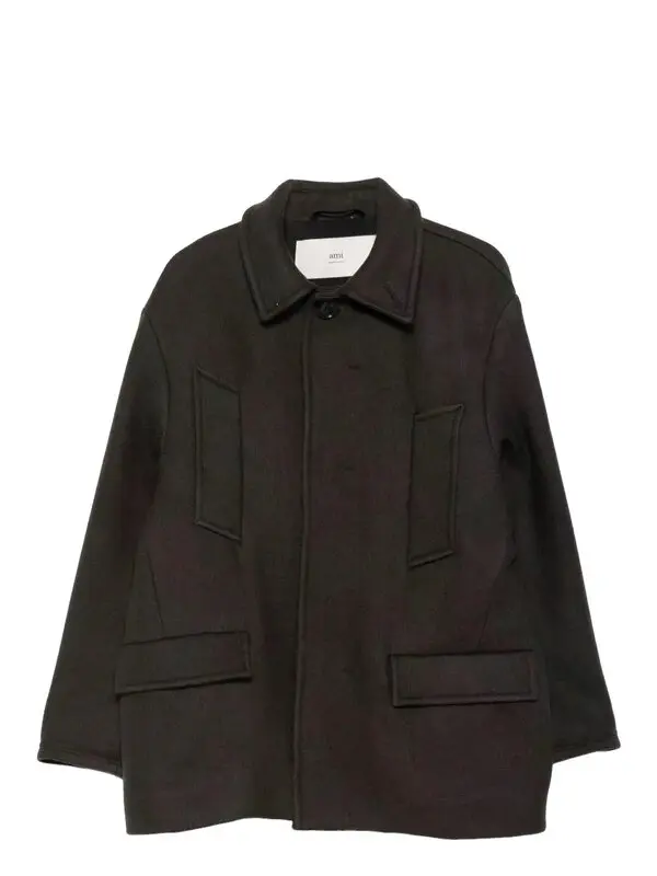 Ami Caban Pocket Coat - Brown