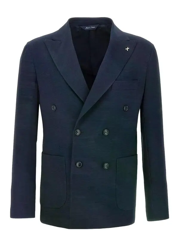 MARCHESANI Textured Double-breasted Blazer - Blue